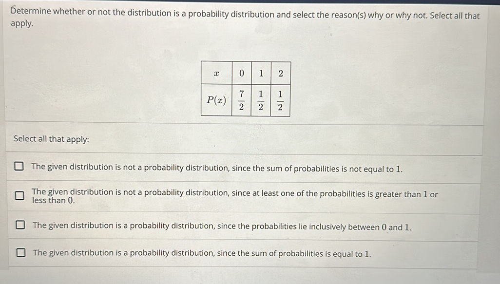 Determine whether or not the distribution is | StudyX