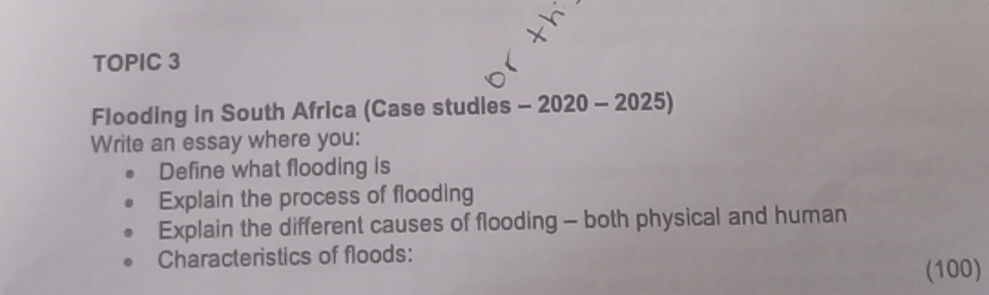 TOPIC 3 Flooding In South Africa (Case | StudyX