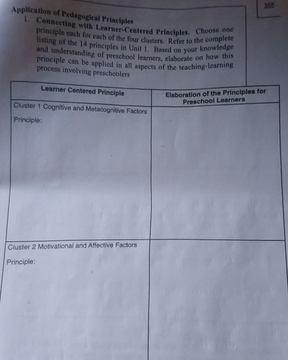 Application of Pedagogical Principles 1. | StudyX