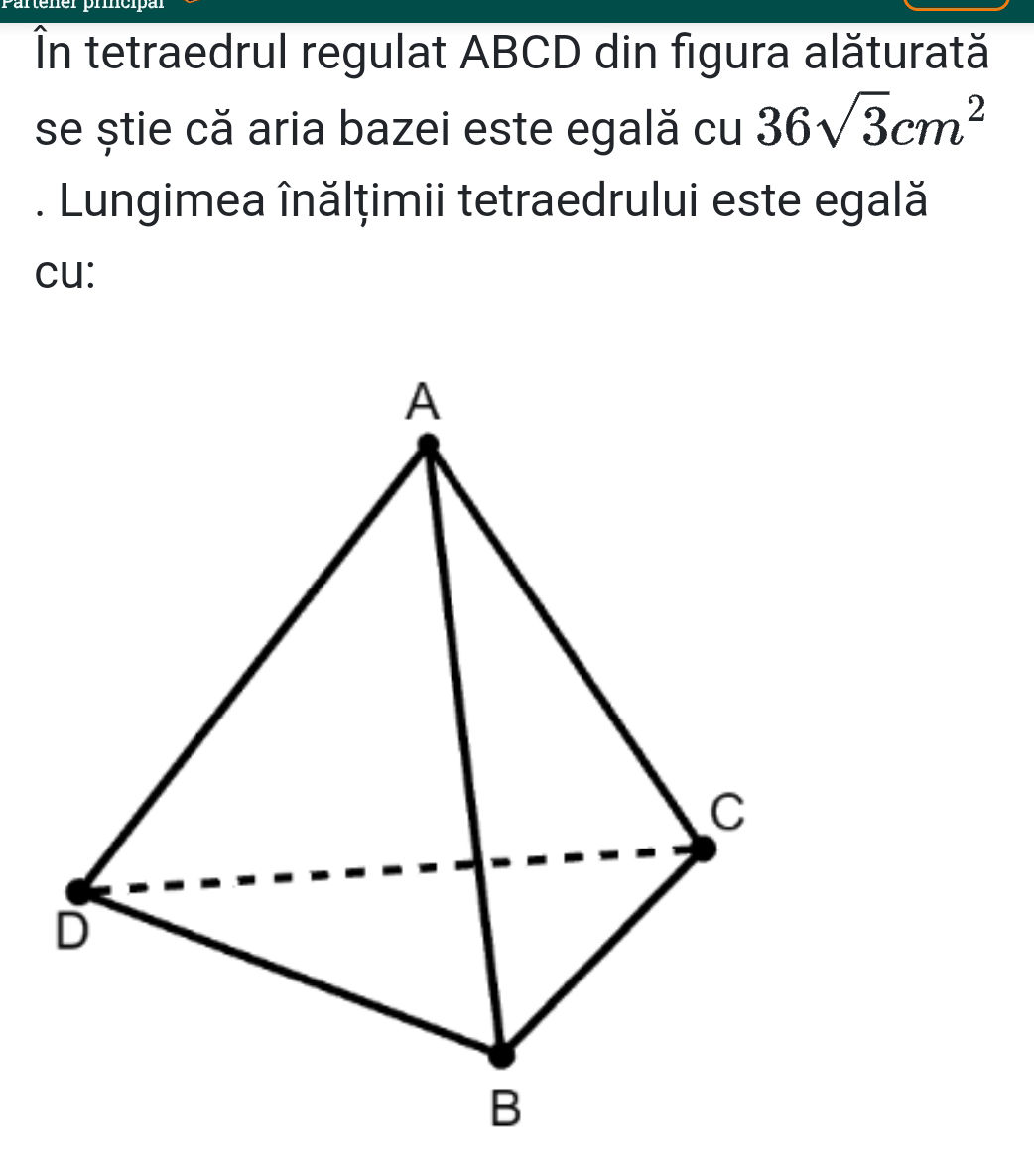 În tetraedrul regulat ABCD din figura | StudyX