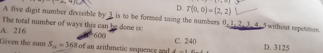A five digit number divisible by 3 is to be | StudyX