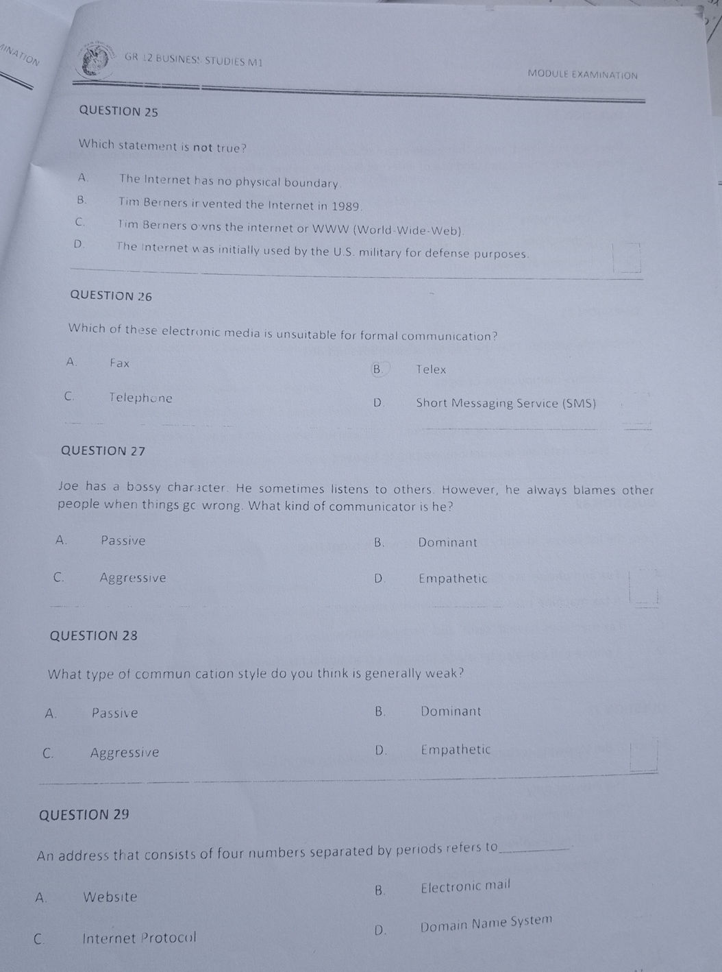 QUESTION 25 Which statement is not true? A. | StudyX