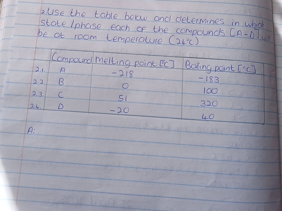 2. Use the table below and determines in | StudyX