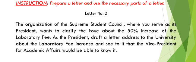 Prepare a letter and use the necessary parts | StudyX