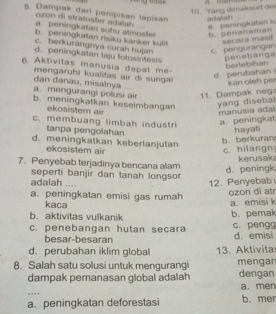 5. Dampak dari penipisan lapisan ozon di | StudyX