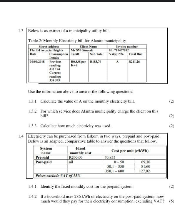 1.3 Below is as extract of a municipality | StudyX