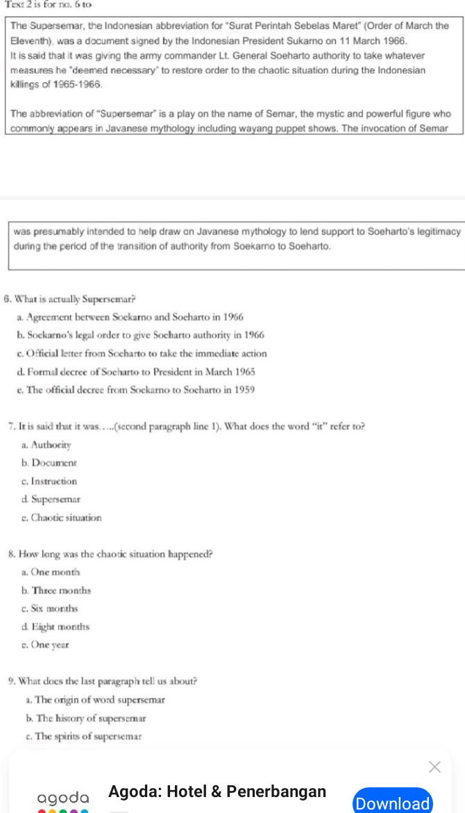 6. What is actually Supersemar? a. | StudyX