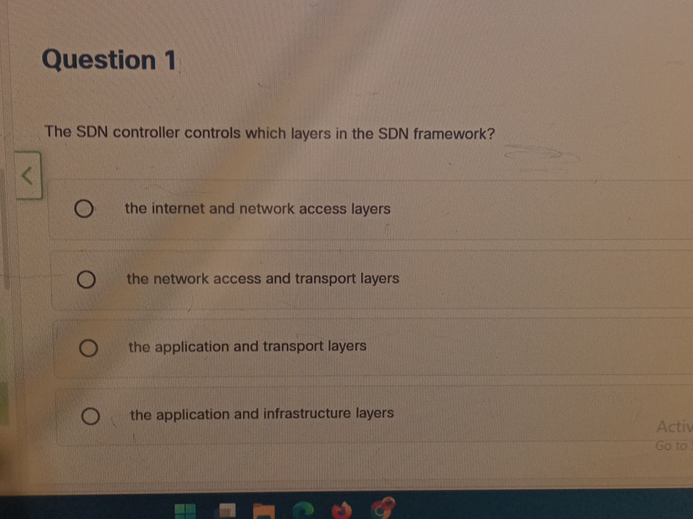 Question 1 The SDN controller controls | StudyX