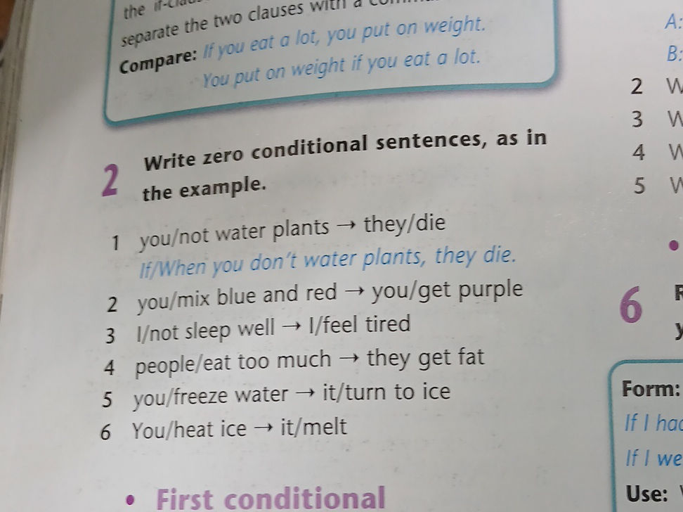 Write zero conditional sentences, as in the | StudyX