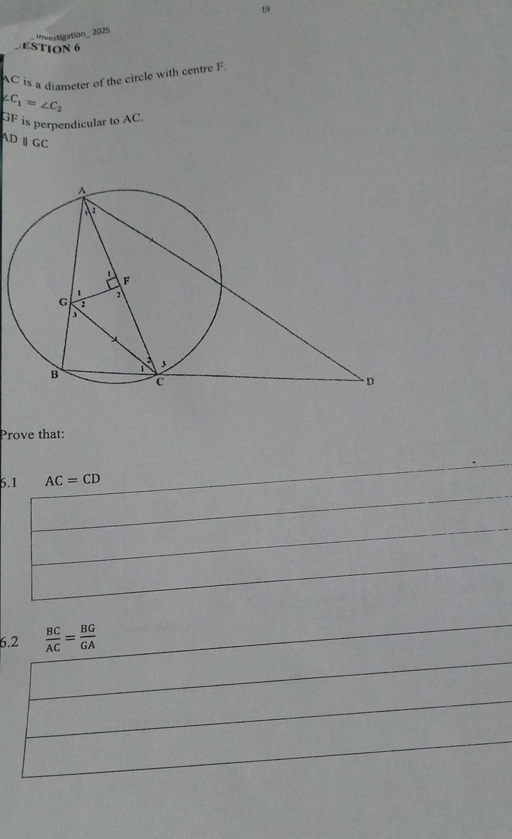 AC is a diameter of the circle with centre