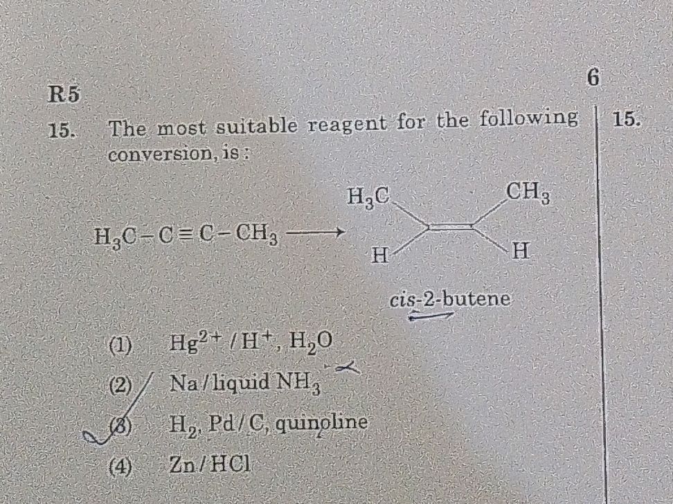 The most suitable reagent for the following | StudyX