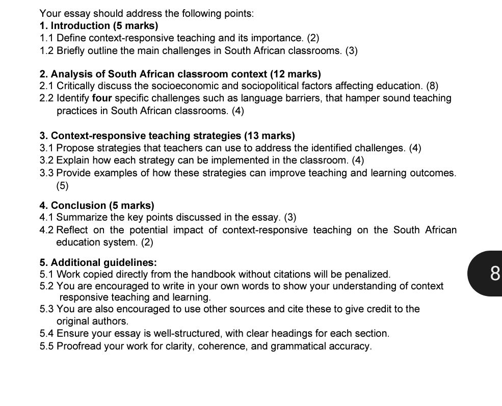 Your essay should address the following | StudyX