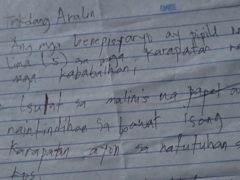 Takdang Aralin Ang mga benepisyaryo ay | StudyX