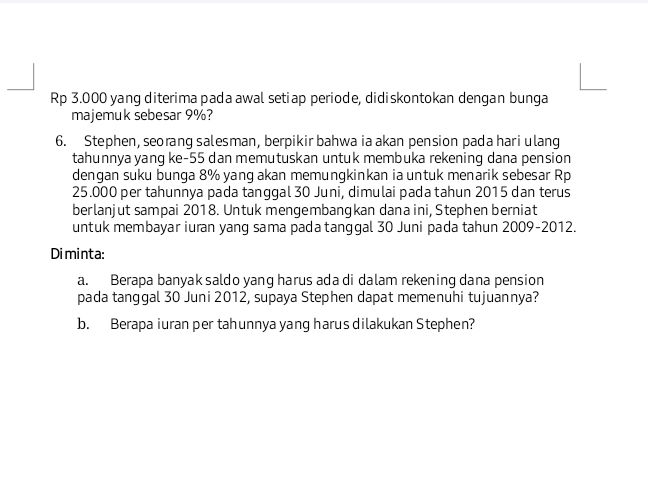 Rp 3.000 yang diterima pada awal setiap | StudyX