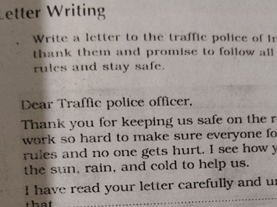 Write a letter to the traffic police of In | StudyX