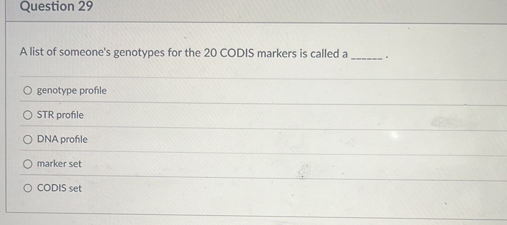 A list of someone's genotypes for the 20 | StudyX