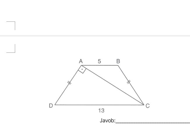 The image shows a trapezoid ABCD with AB = 5 | StudyX