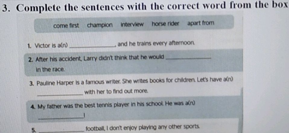 3. Complete the sentences with the correct | StudyX