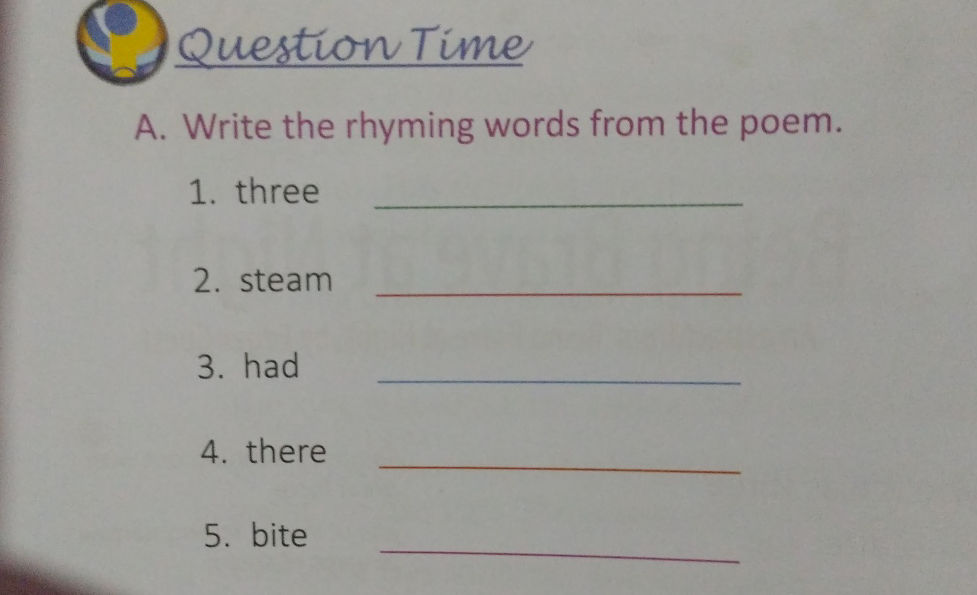 A. Write the rhyming words from the poem. | StudyX