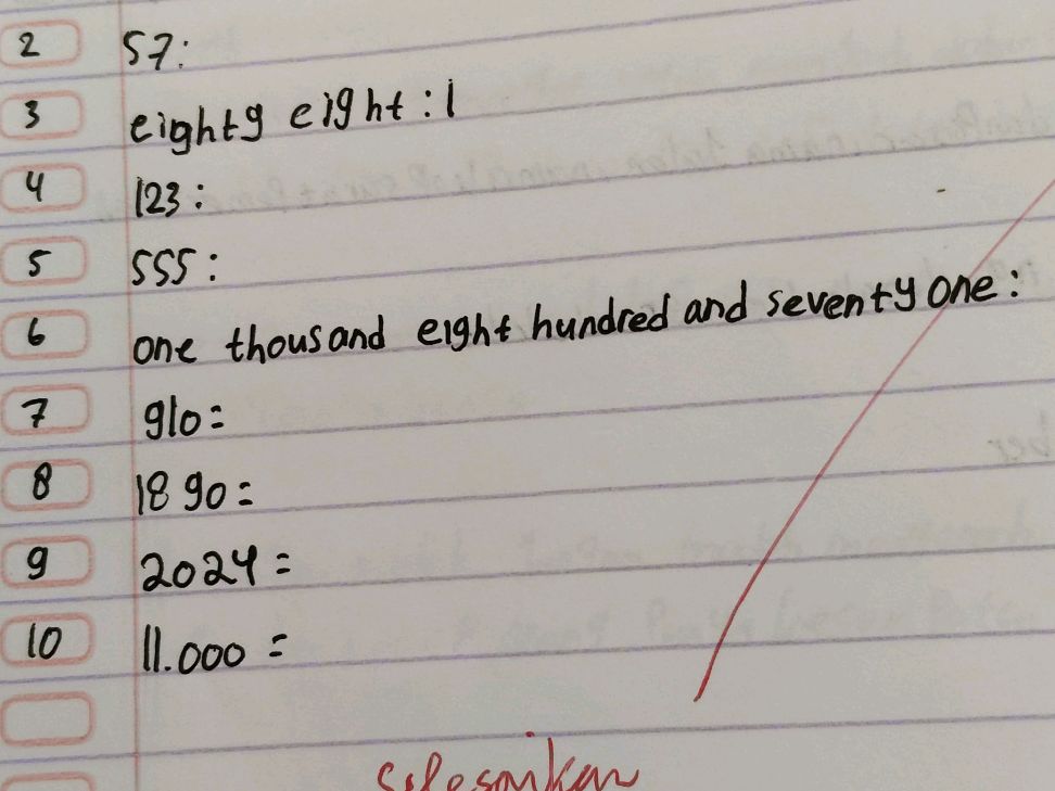 2 57: 3 eighty eight : 1 4 123: 5 555: 6 one | StudyX