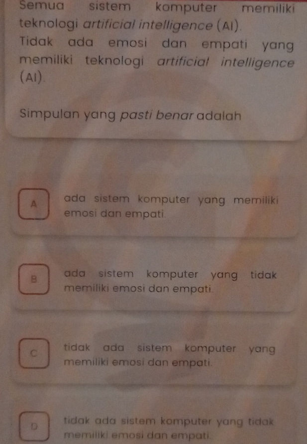 Semua sistem komputer memiliki teknologi | StudyX