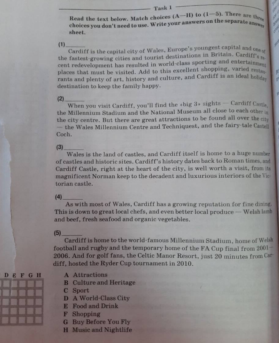 Read the text below. Match choices (A-H) to | StudyX