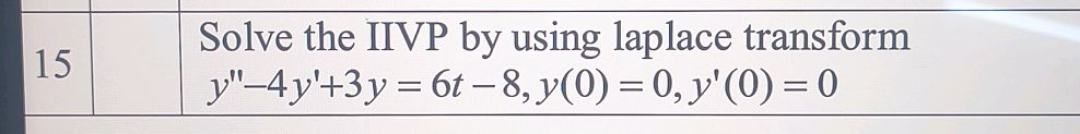 Solve the IIVP by using laplace transform | StudyX