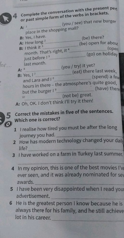 4 Complete the conversation with the present | StudyX