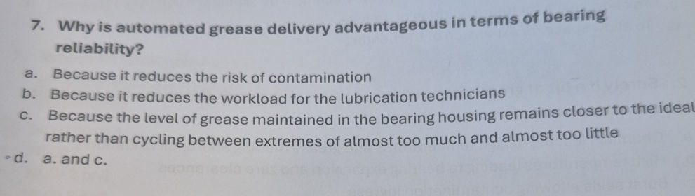 7. Why is automated grease delivery | StudyX