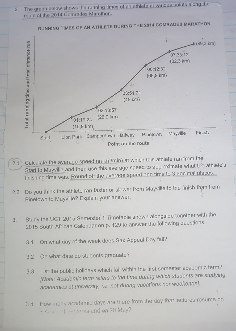 2. The graph below shows the running times | StudyX