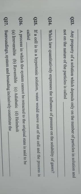 Q23. Any property of a solution which | StudyX