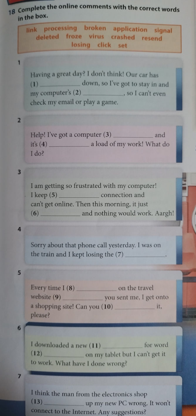 18 Complete the online comments with the | StudyX