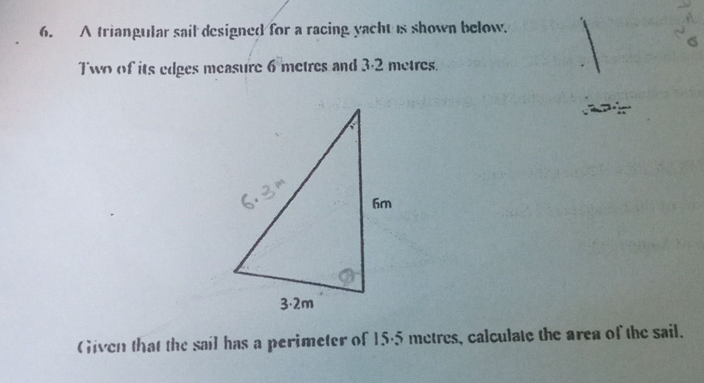 A triangular sail designed for a racing | StudyX