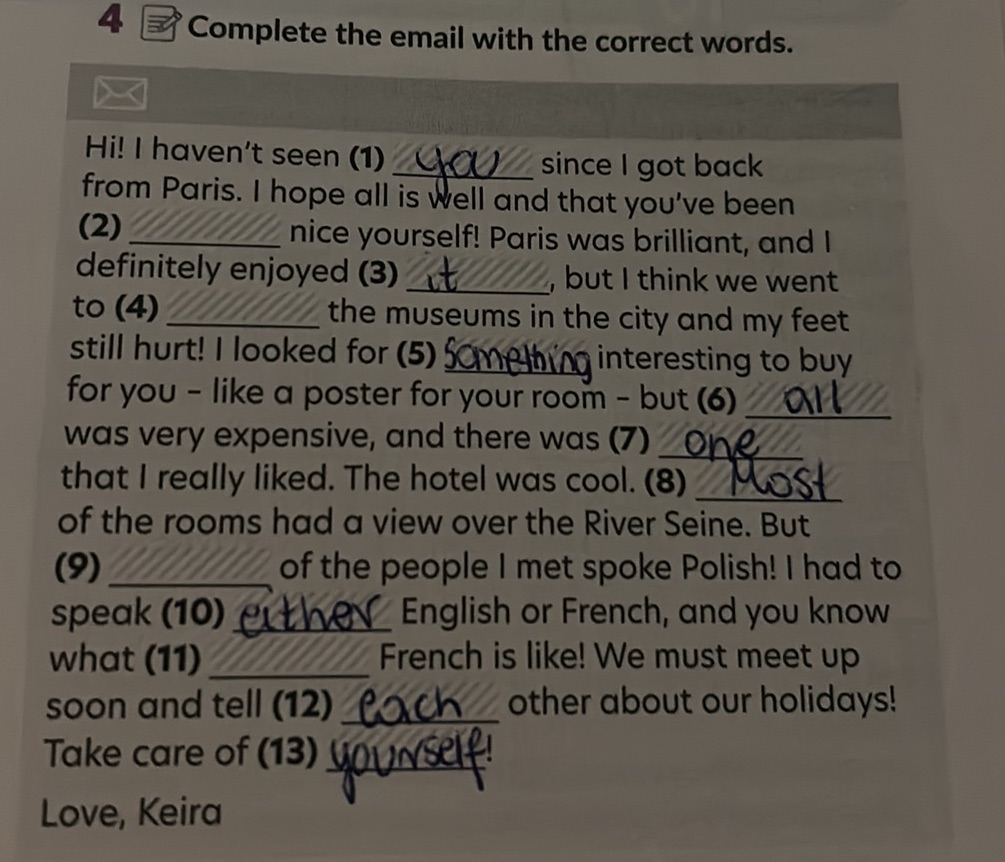 4 Complete the email with the correct words. | StudyX