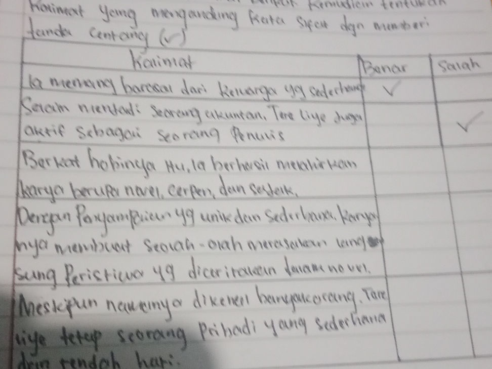 Kalimat yang mengandung kata sifat dengan | StudyX