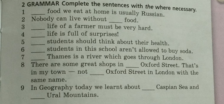 2 GRAMMAR Complete the sentences with the | StudyX