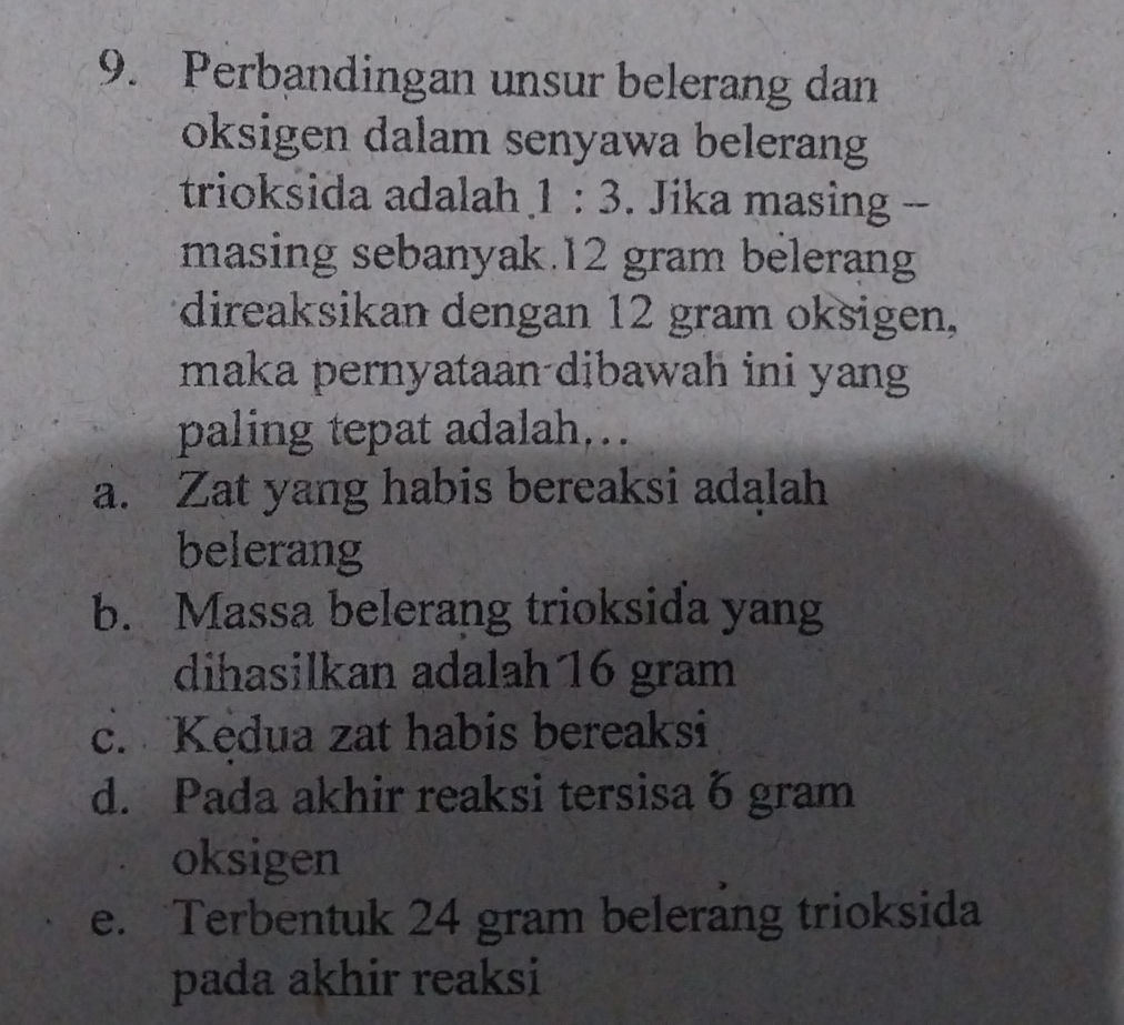9. Perbandingan unsur belerang dan oksigen | StudyX