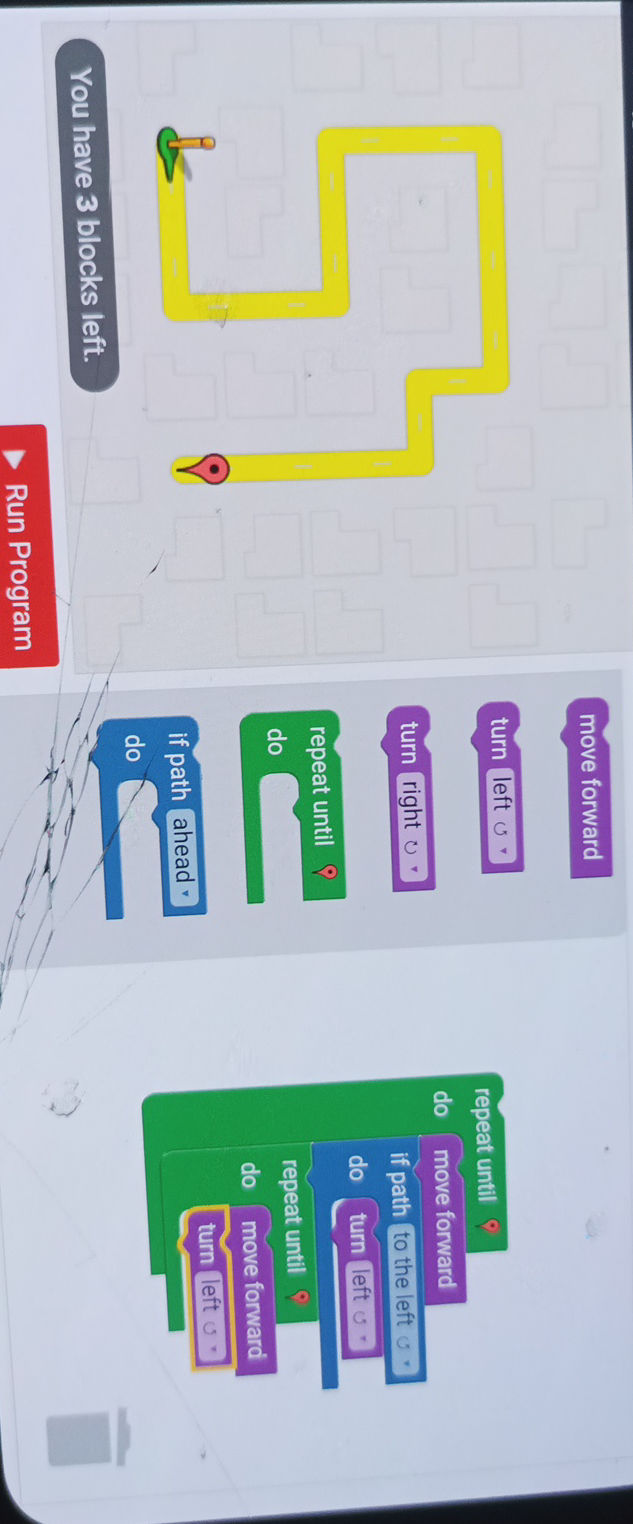 You have 3 blocks left. move forward turn | StudyX