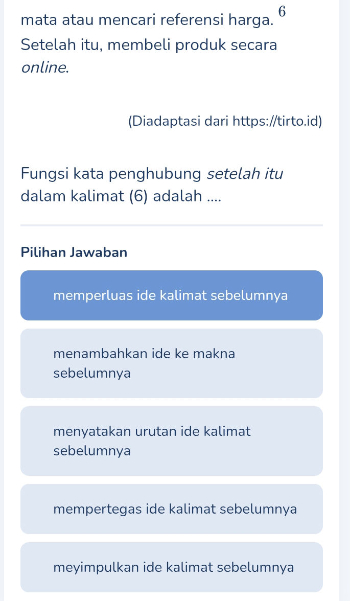 Fungsi kata penghubung setelah itu dalam | StudyX