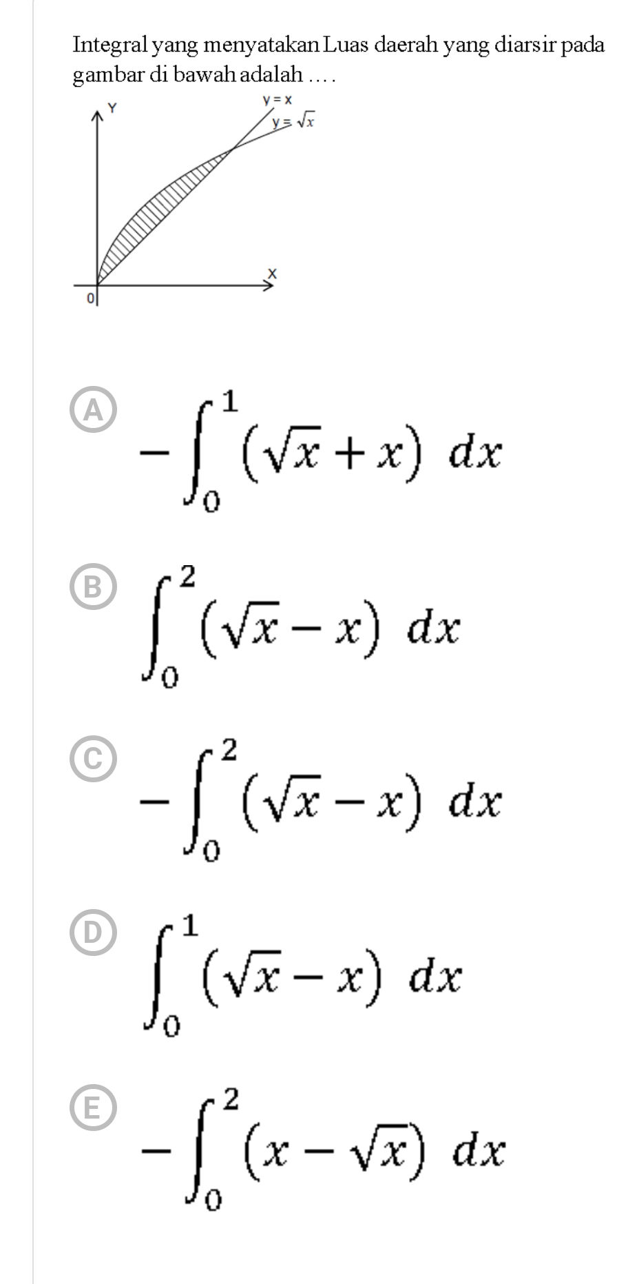 Integral yang menyatakan Luas daerah yang | StudyX
