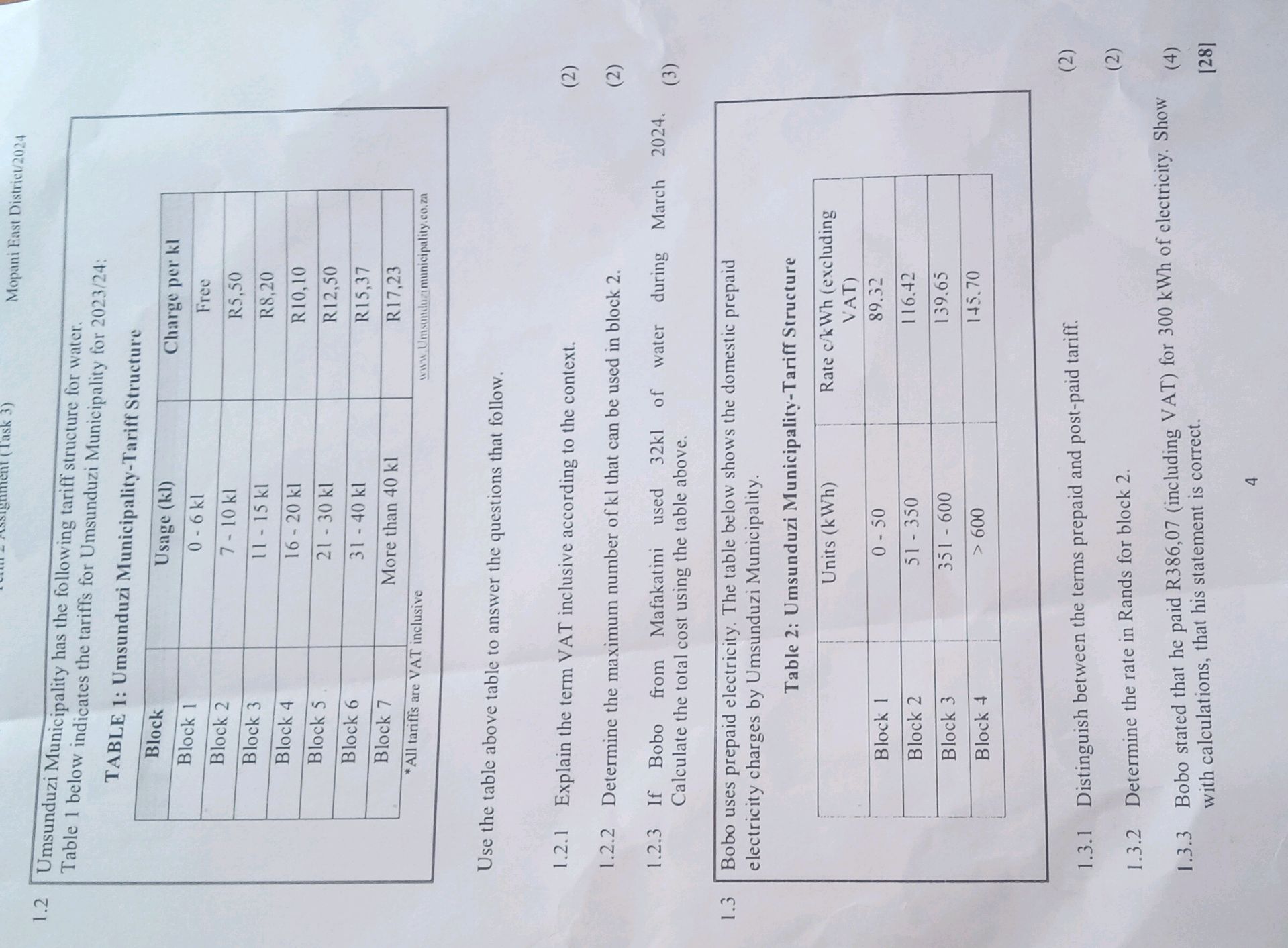 1.2 Umsunduzi Municipality has the following | StudyX