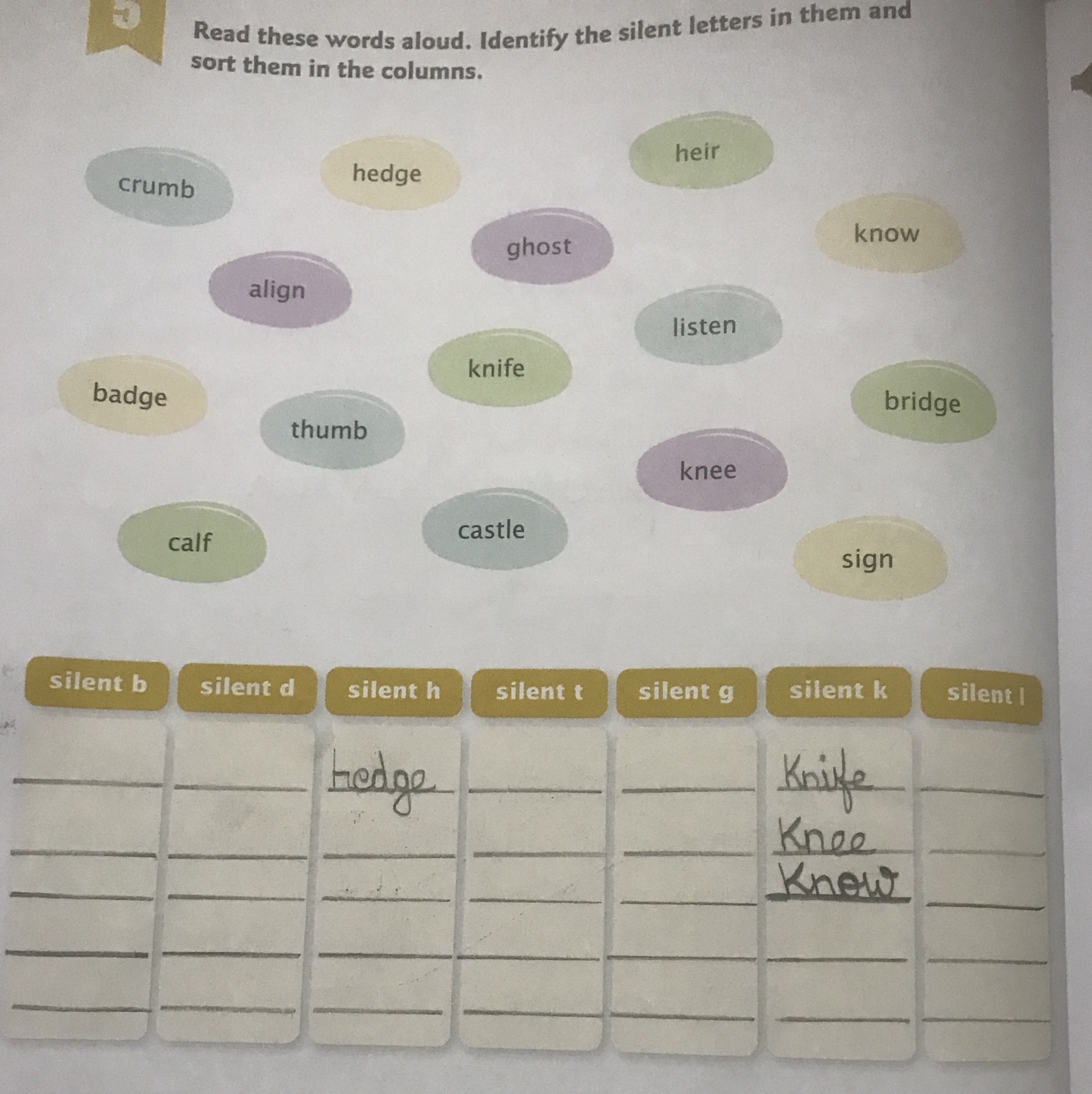 Read these words aloud. Identify the silent | StudyX