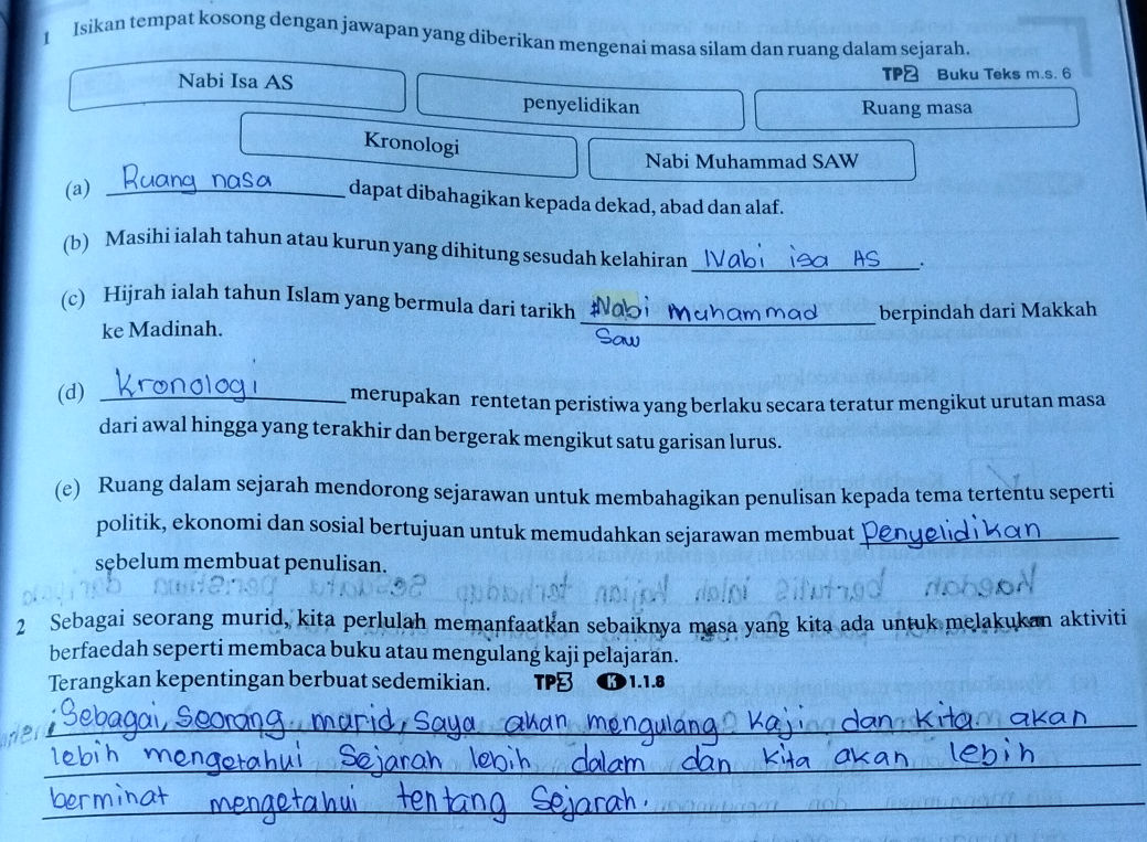 1. Isikan tempat kosong dengan jawapan yang | StudyX