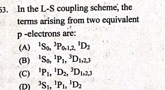 In the L-S coupling scheme, the terms | StudyX