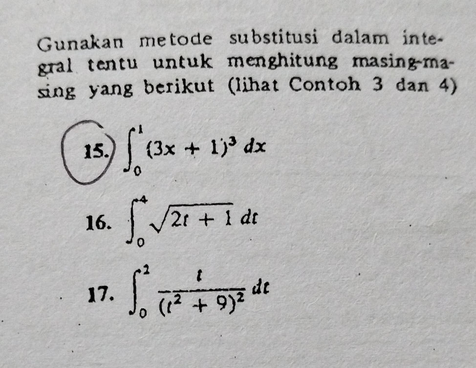 Gunakan metode substitusi dalam integral | StudyX