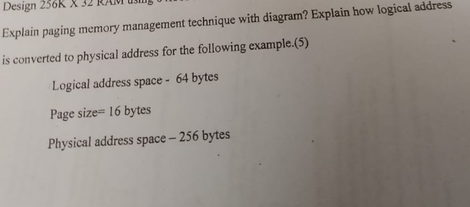 Explain paging memory management technique | StudyX