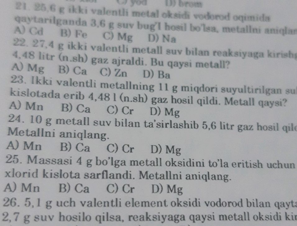 21. 25,6 g ikki valentli metal oksidi | StudyX