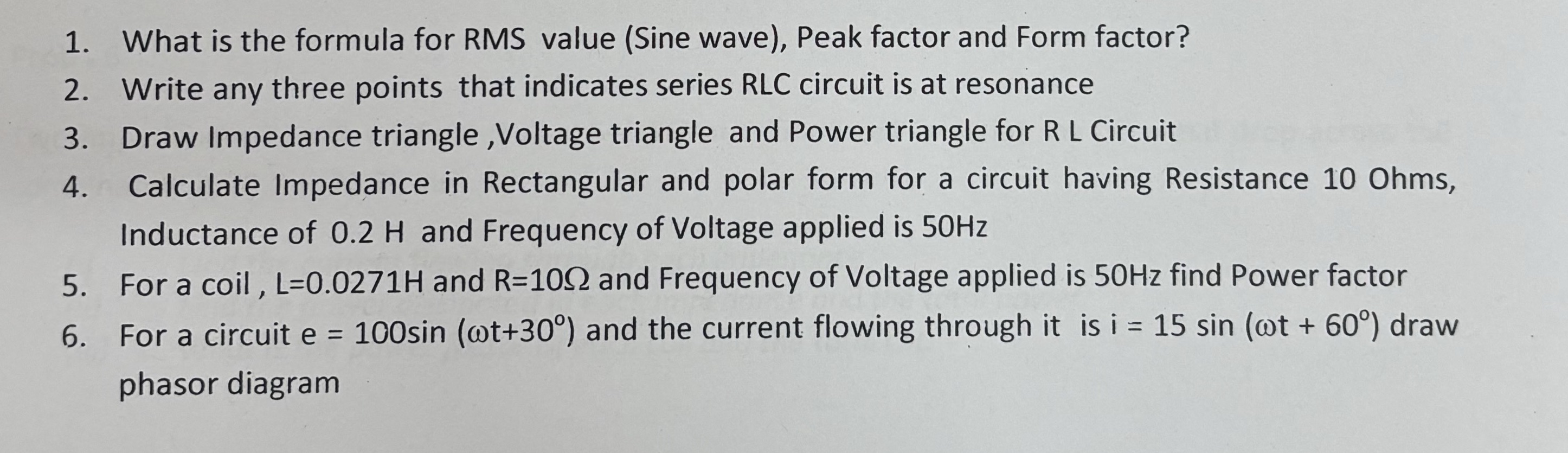 1. What is the formula for RMS value (Sine | StudyX