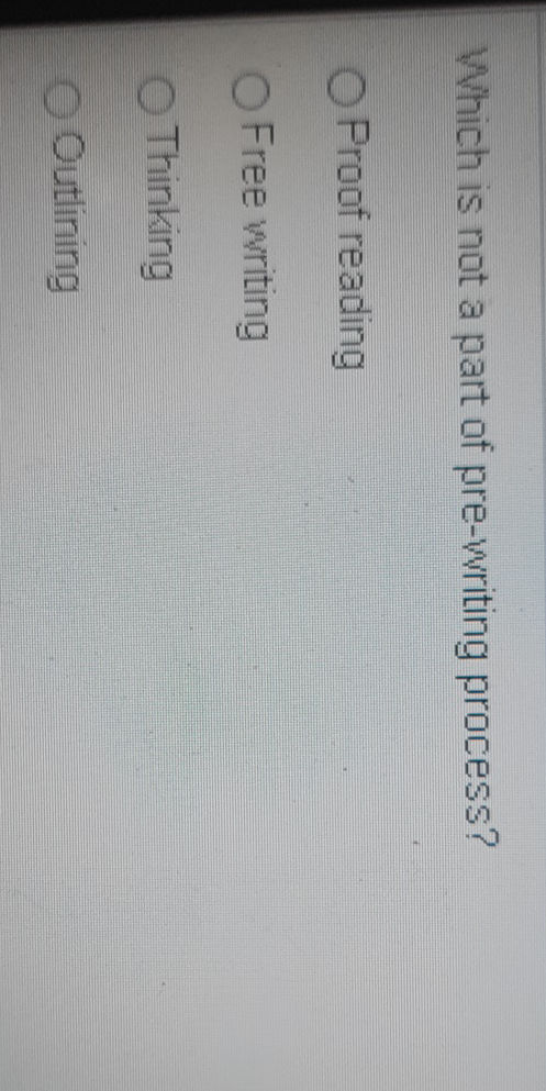 Which is not a part of pre-writing process? | StudyX