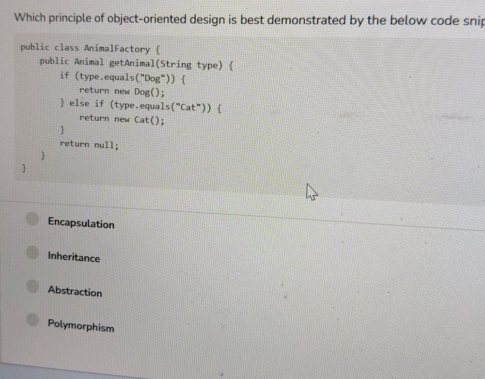 Which principle of object-oriented design is | StudyX
